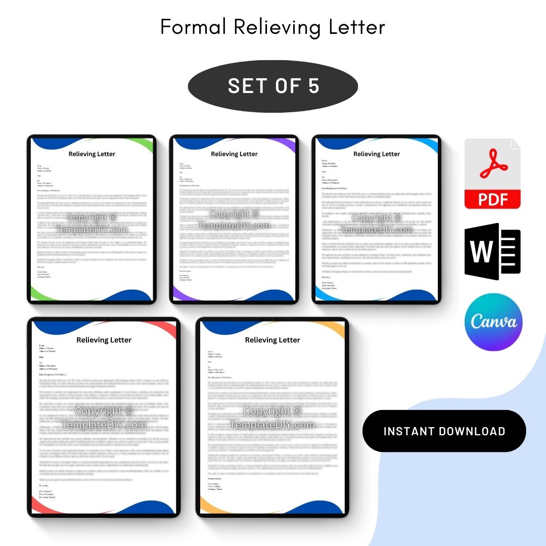 Formal Relieving Letter Sample with Examples [Word]