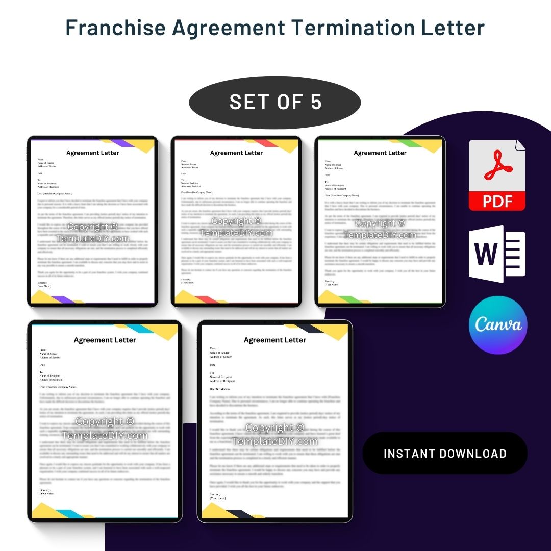 Franchise Agreement Termination Letter Sample and Examples
