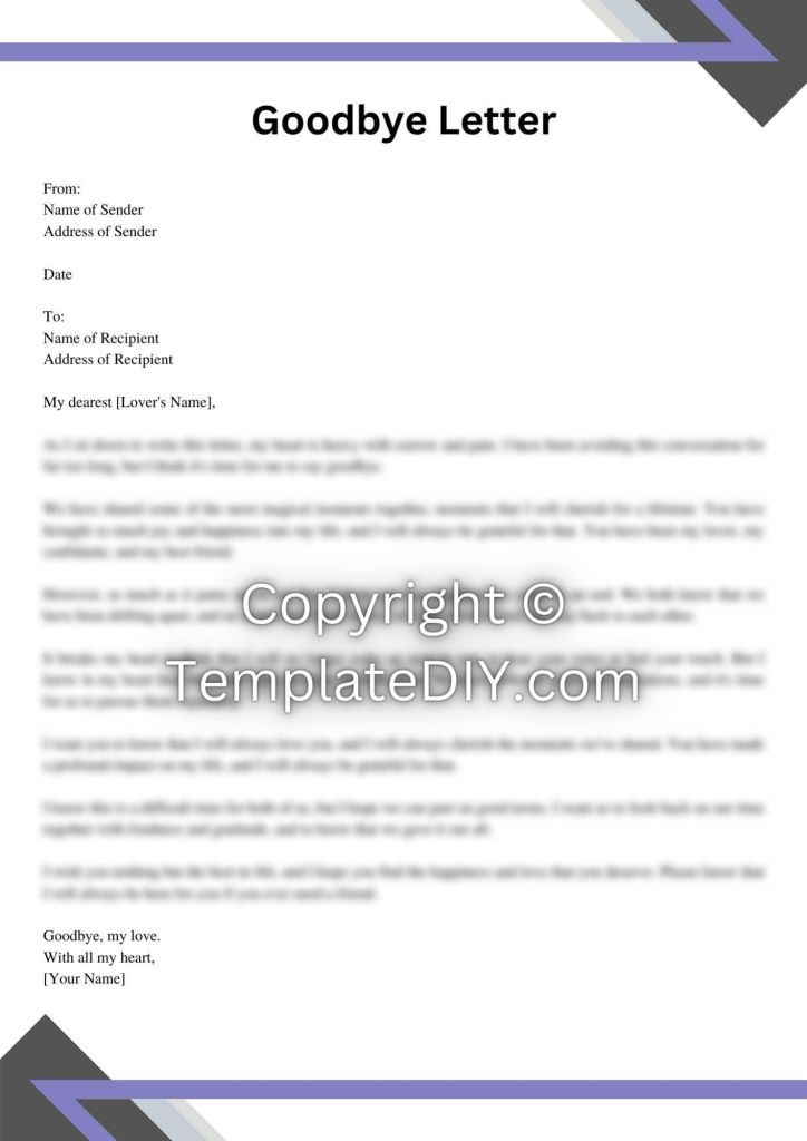 Goodbye Letter to A Lover Sample with Examples [Word]