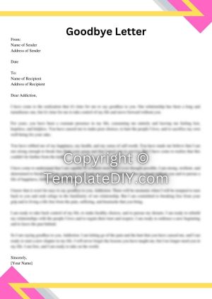 Goodbye Letter to Addiction Sample with Examples [Word]