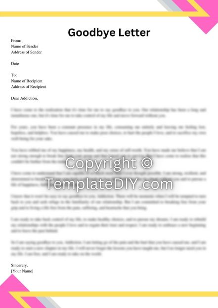 Goodbye Letter to Addiction Sample with Examples [Word]