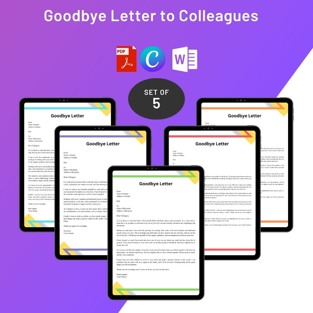 Goodbye Letter to Colleagues Sample Template and Examples