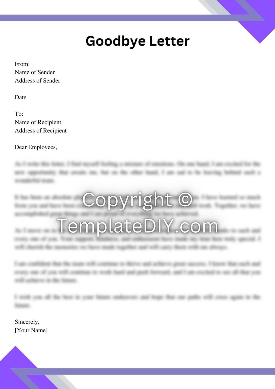 Goodbye Letter to Employees Sample with Examples [Word]