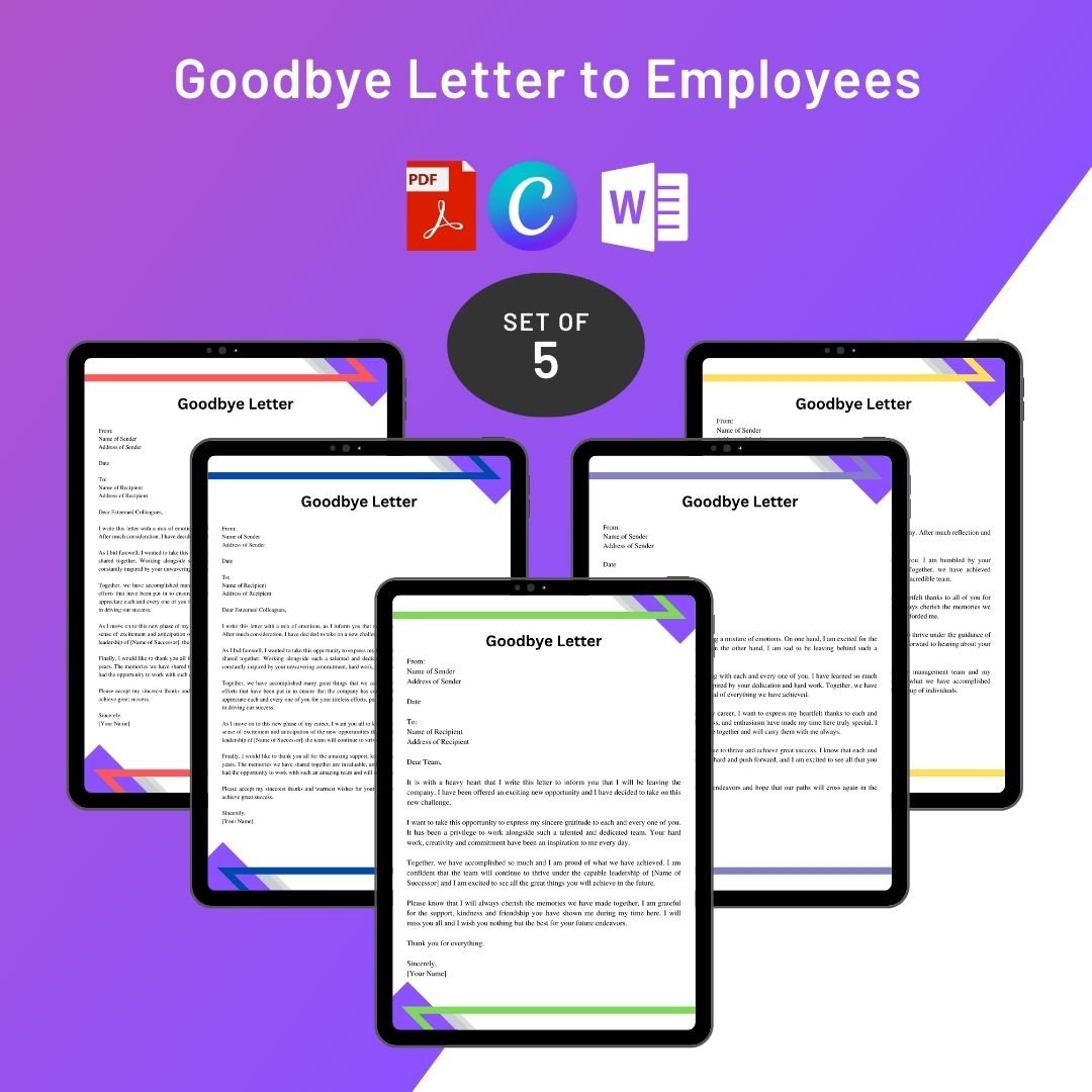 Goodbye Letter to Employees Sample with Examples [Word]