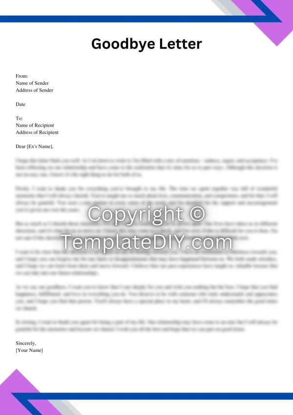 Goodbye Letter to Ex Sample with Examples [Word Editable]