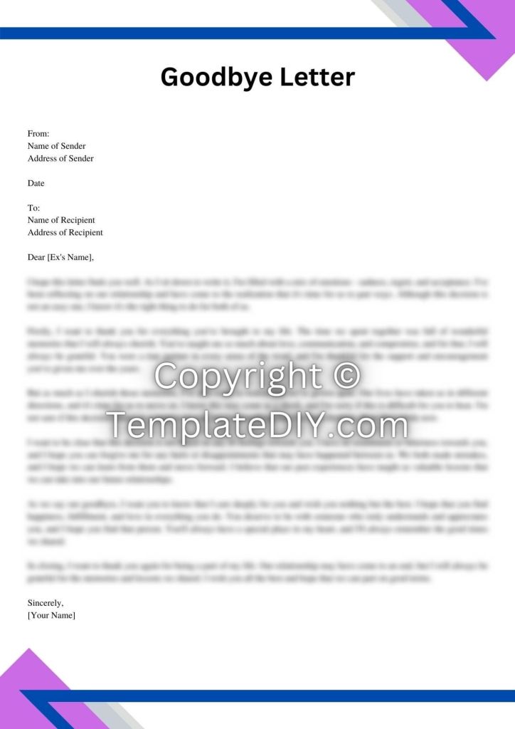 Goodbye Letter to Ex Sample with Examples [Word Editable]