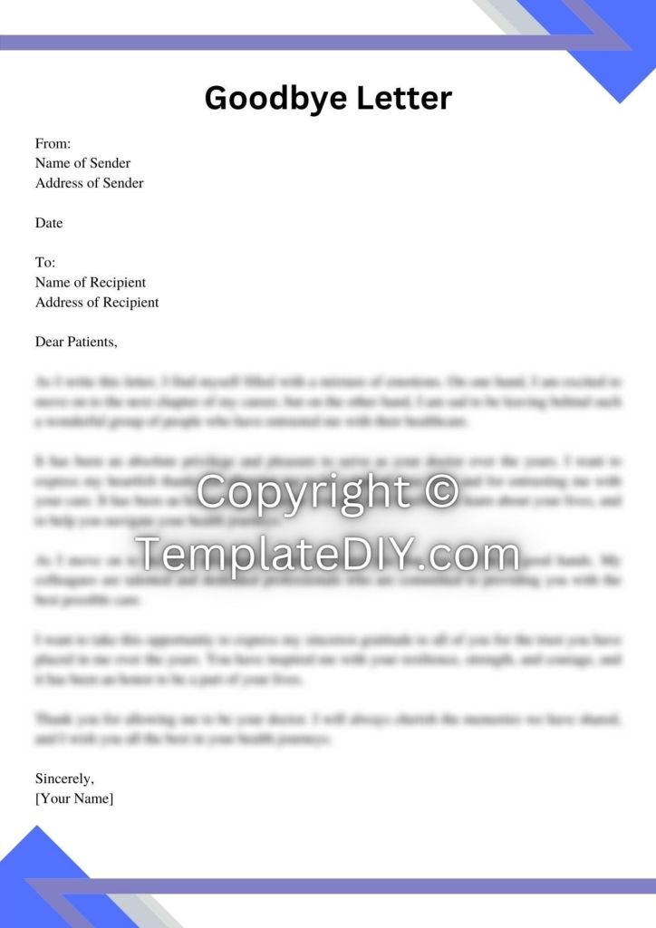 Farewell Letter to Patients from Doctor | Sample Templates