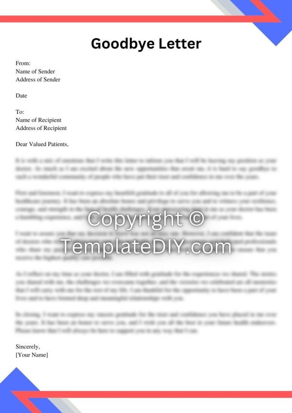 Farewell Letter to Patients from Doctor | Sample Templates
