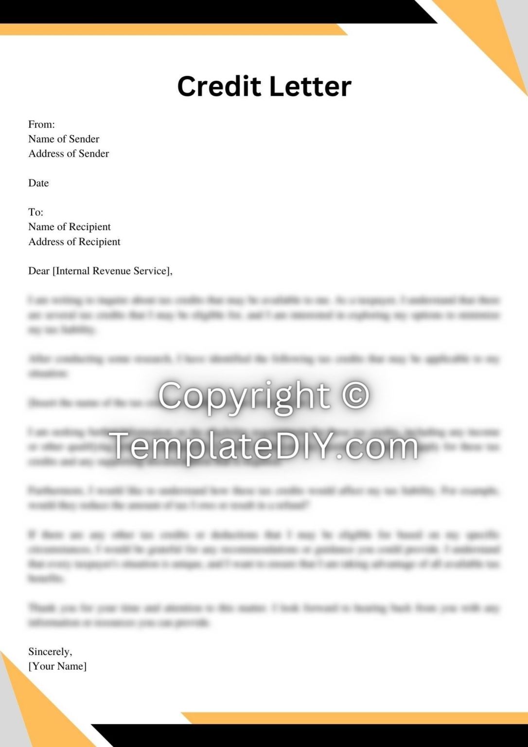 IRS Tax Credit Letter Sample Template with Examples [Word]