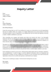 Job Inquiry Letter Template | Sample & Editable Word Format