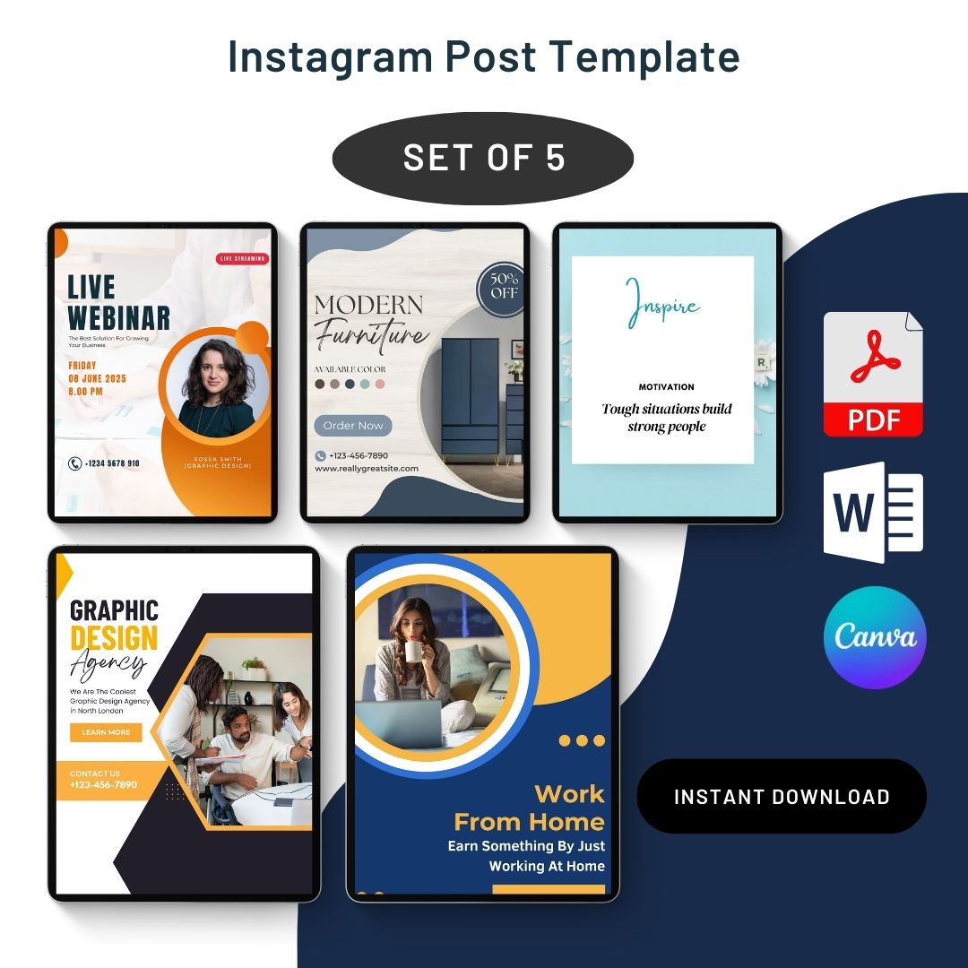 Instagram Post Template Printable PDF, Word [Editable]