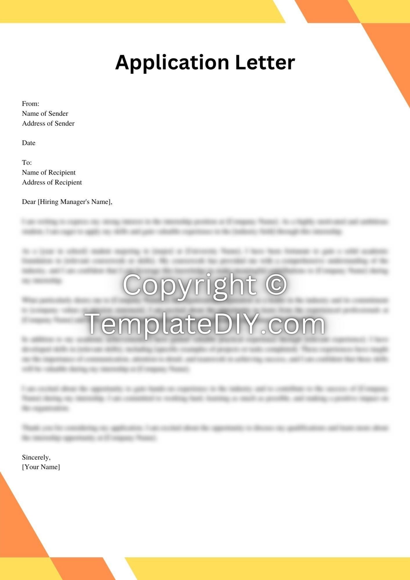 Internship Application Letter Sample With Examples In Pdf Word