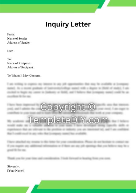 Job Inquiry Letter Sample with Examples [Word Editable]
