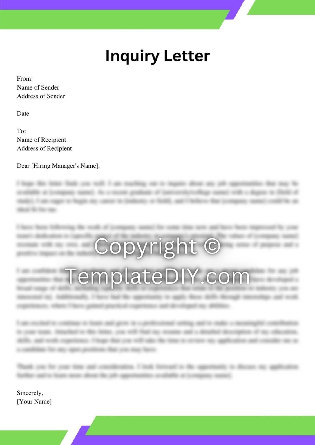 Job Inquiry Letter Sample with Examples [Word Editable]