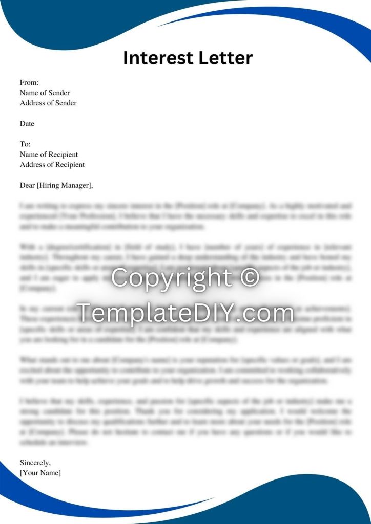 Job Interest Letter Sample with Examples [Word Editable]