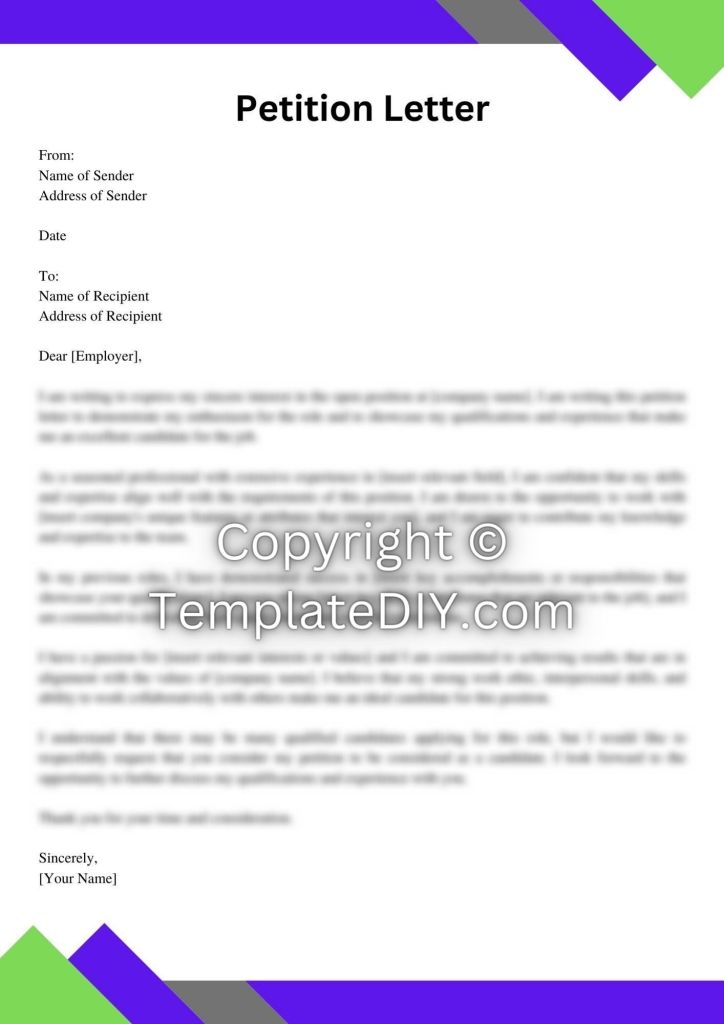 Job Petition Letter Sample with Examples [Word Editable]