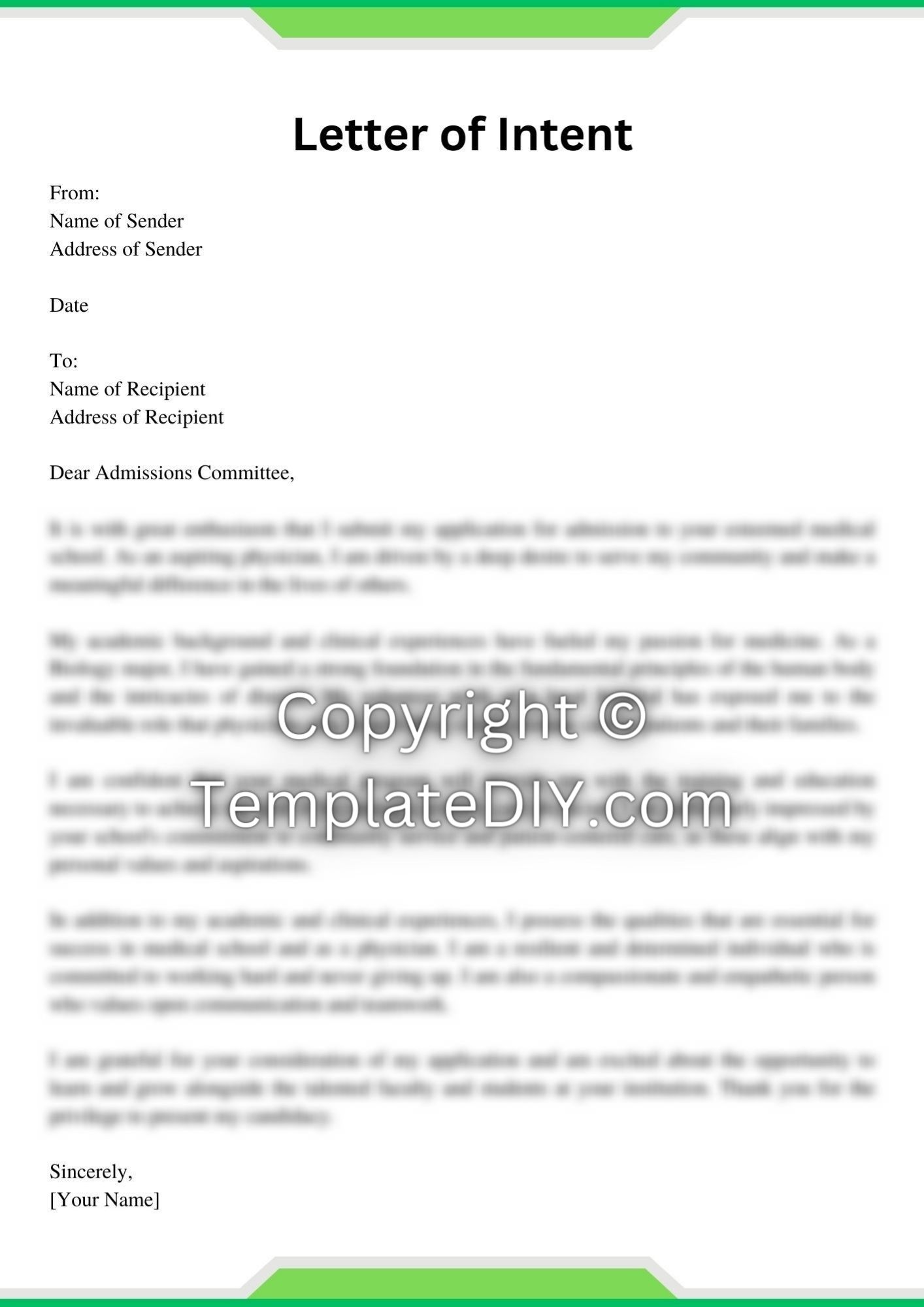 Example Letter Of Intent Medical School Letter Of Intent For Medical