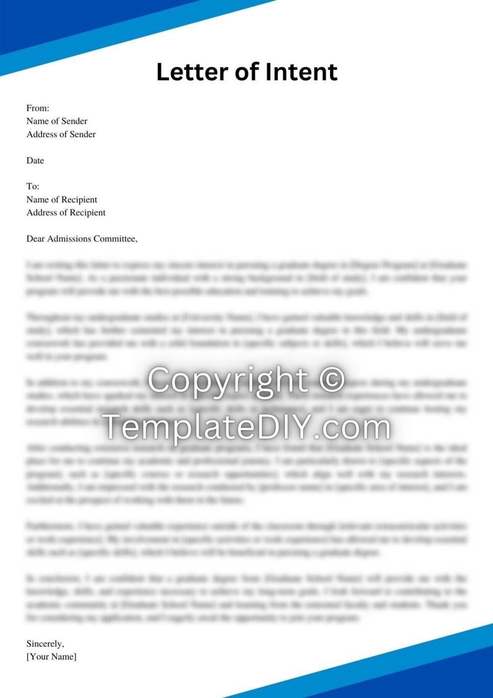 Letter of Intent for Graduate School Sample with Examples