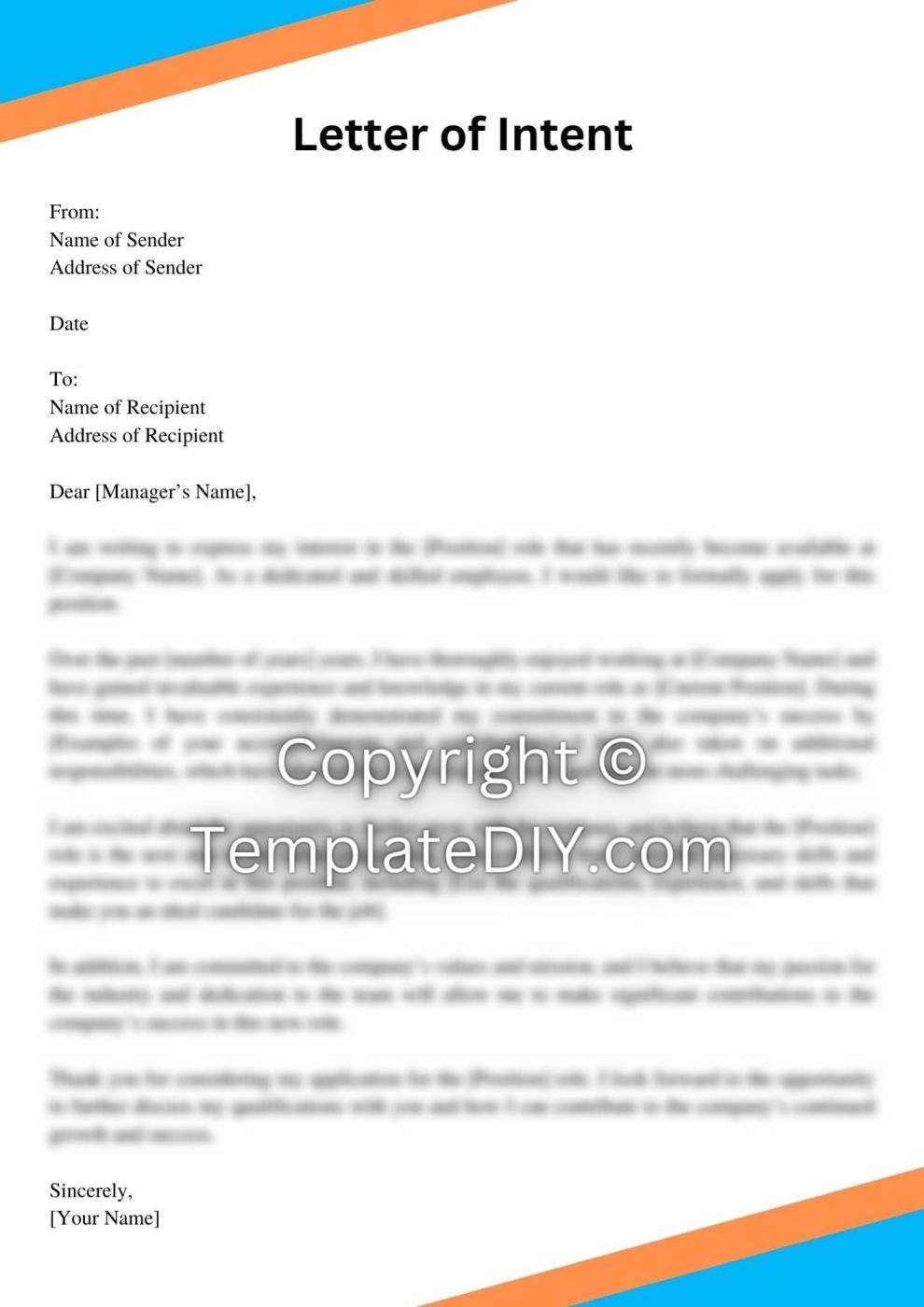 Letter of Intent for Promotion Sample with Examples [Word]