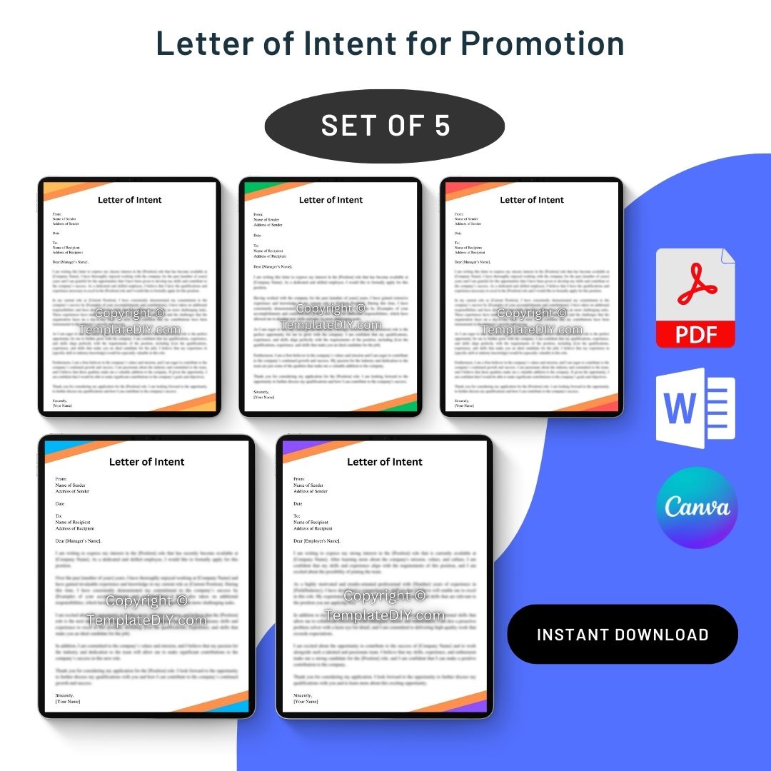 Letter of Intent for Promotion Sample with Examples [Word]
