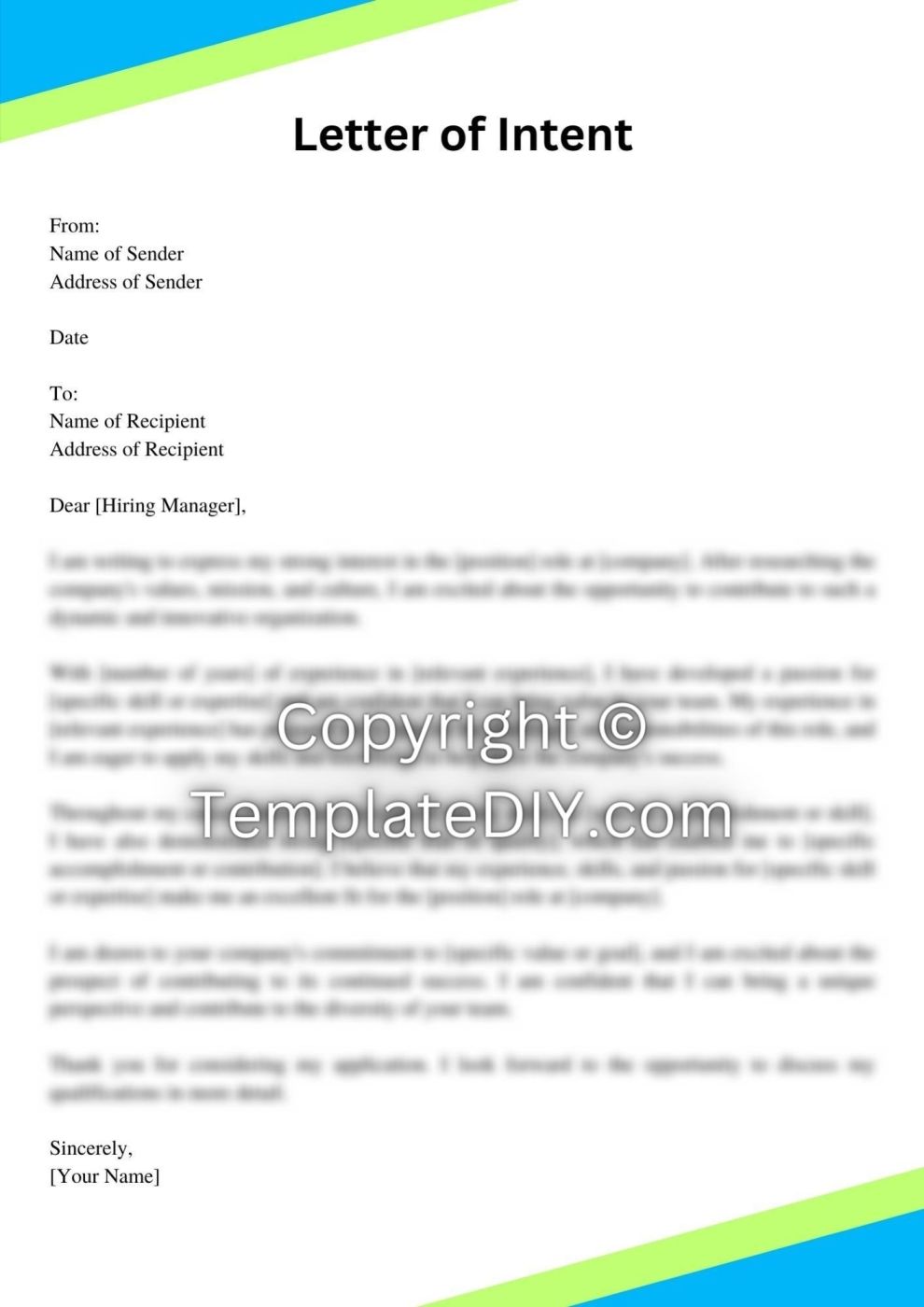 Letter of Intent to Hire Sample with Examples [Word]
