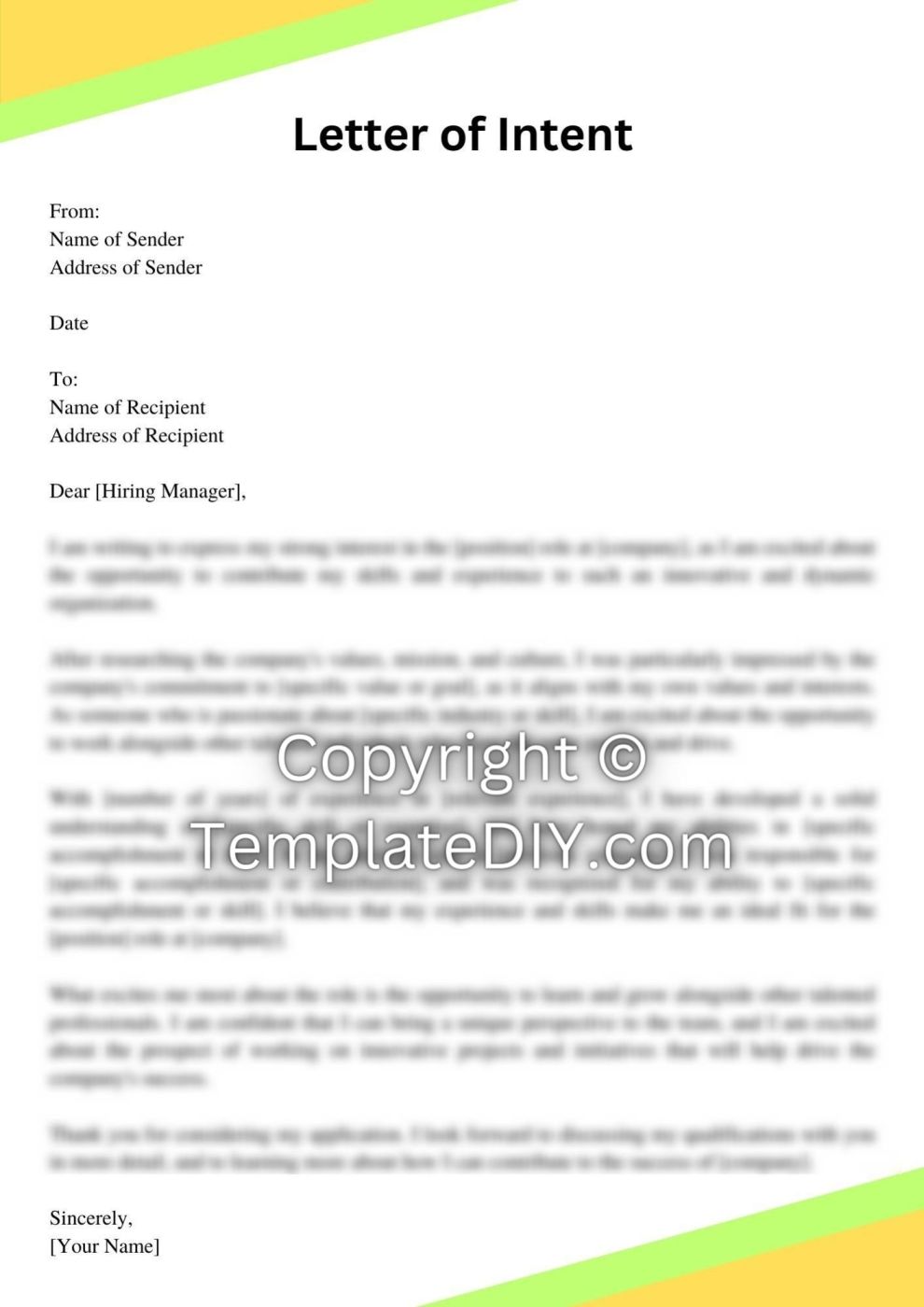 Letter of Intent to Hire Sample with Examples [Word]