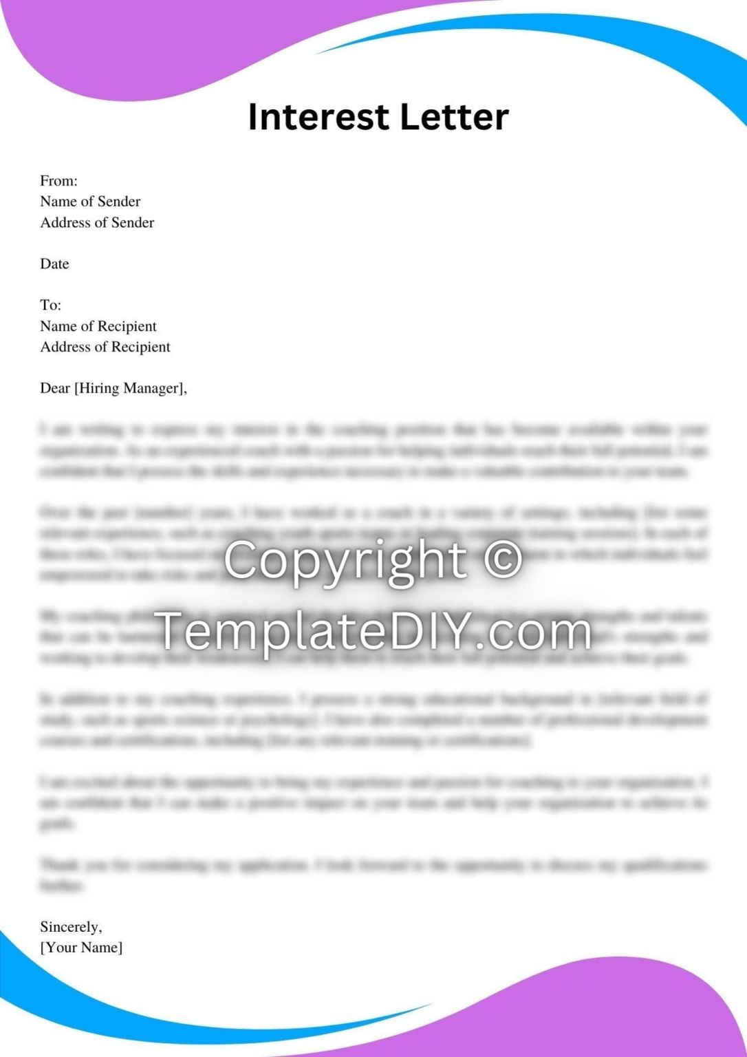 Letter of Interest for Coaching Position Sample and Example