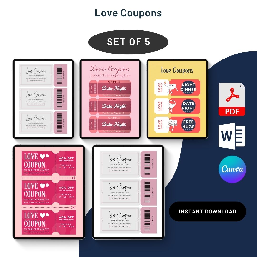 Love Coupons Template Printable PDF, Word [Editable]