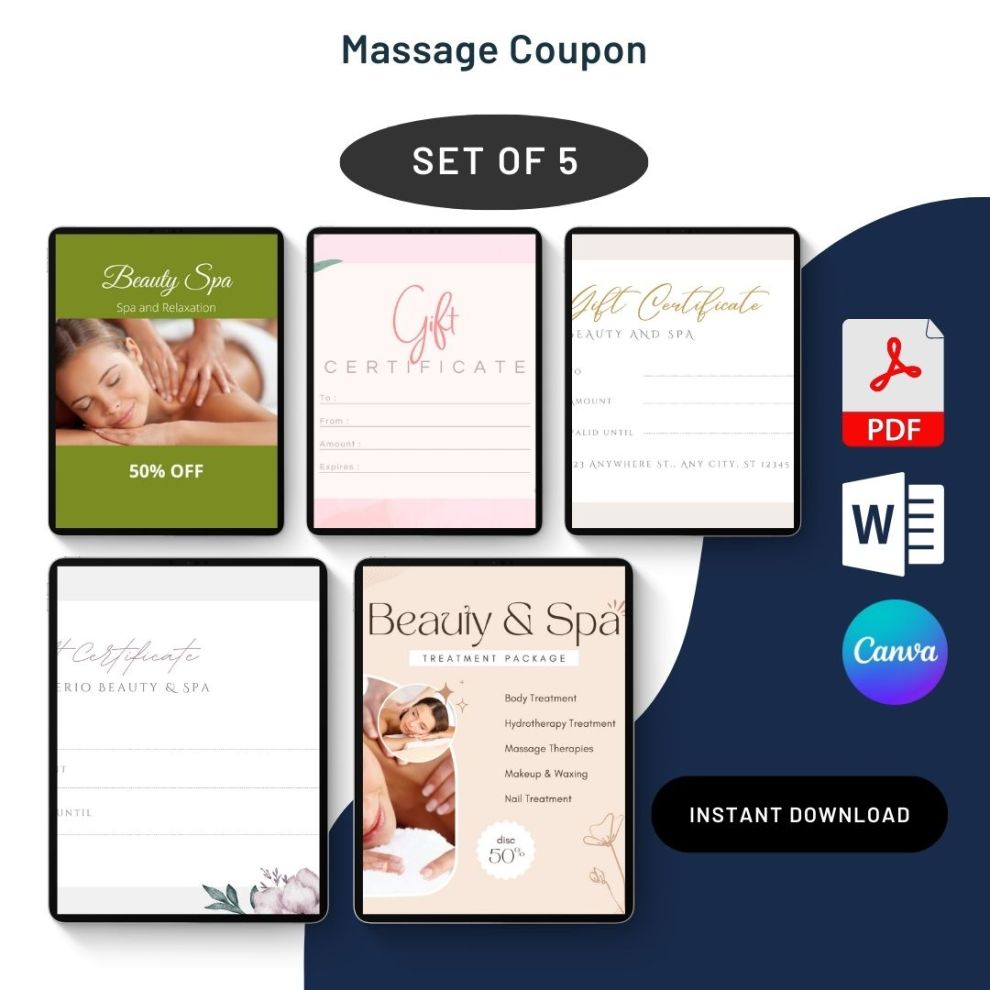 Massage Coupon Template Printable PDF, Word [Editable]