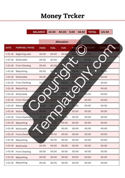 Money Tracker Template Printable PDF, Word [Editable]