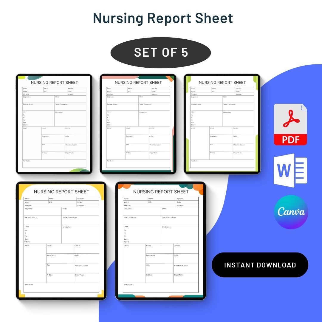 Nursing Report Sheet Template Printable PDF, Word [Editable]