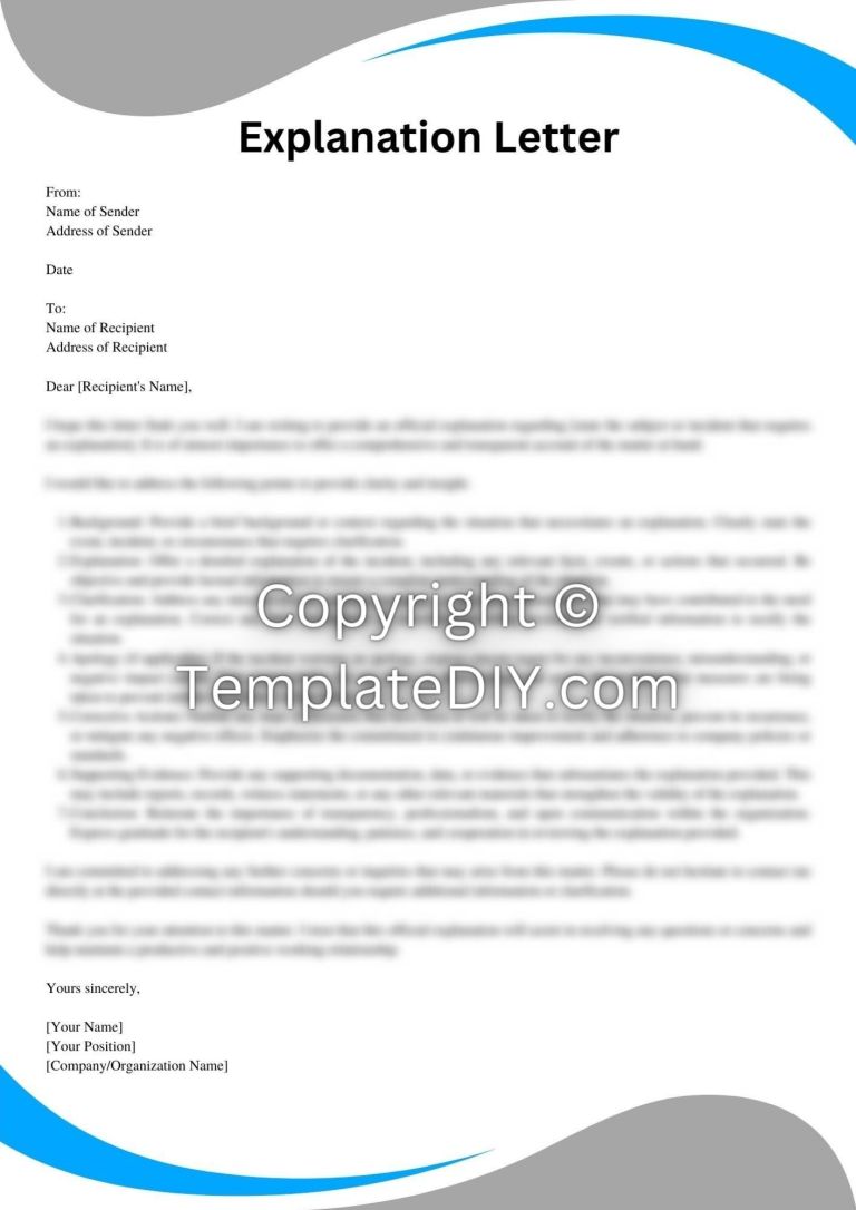 Official Explanation Letter Sample with Examples [Word]