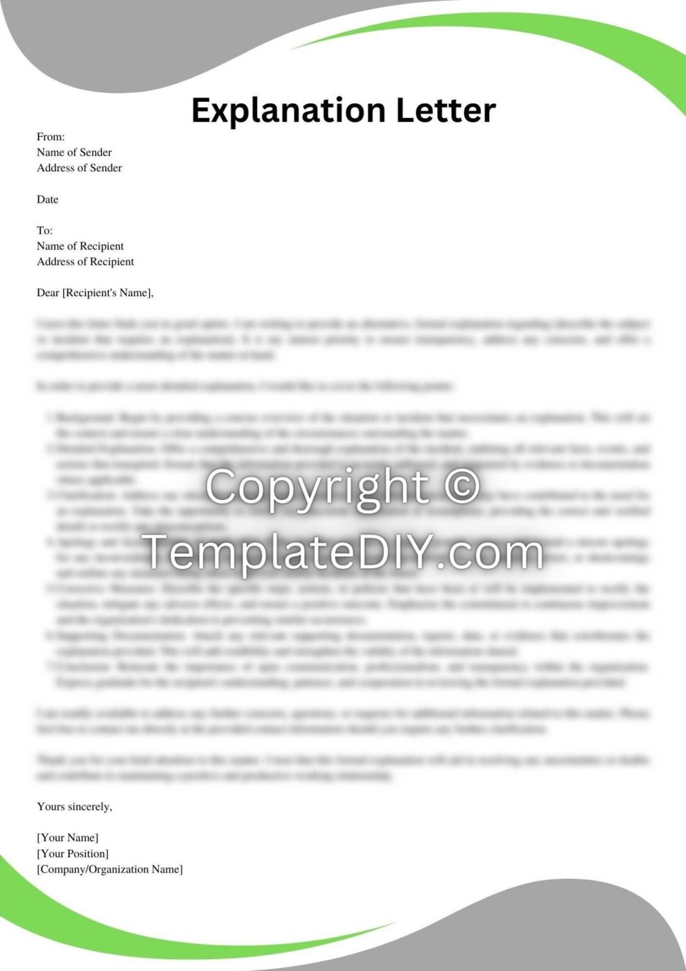 Official Explanation Letter Sample with Examples [Word]