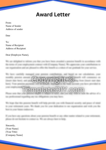 Official Pension Award Letter Template | Editable Examples