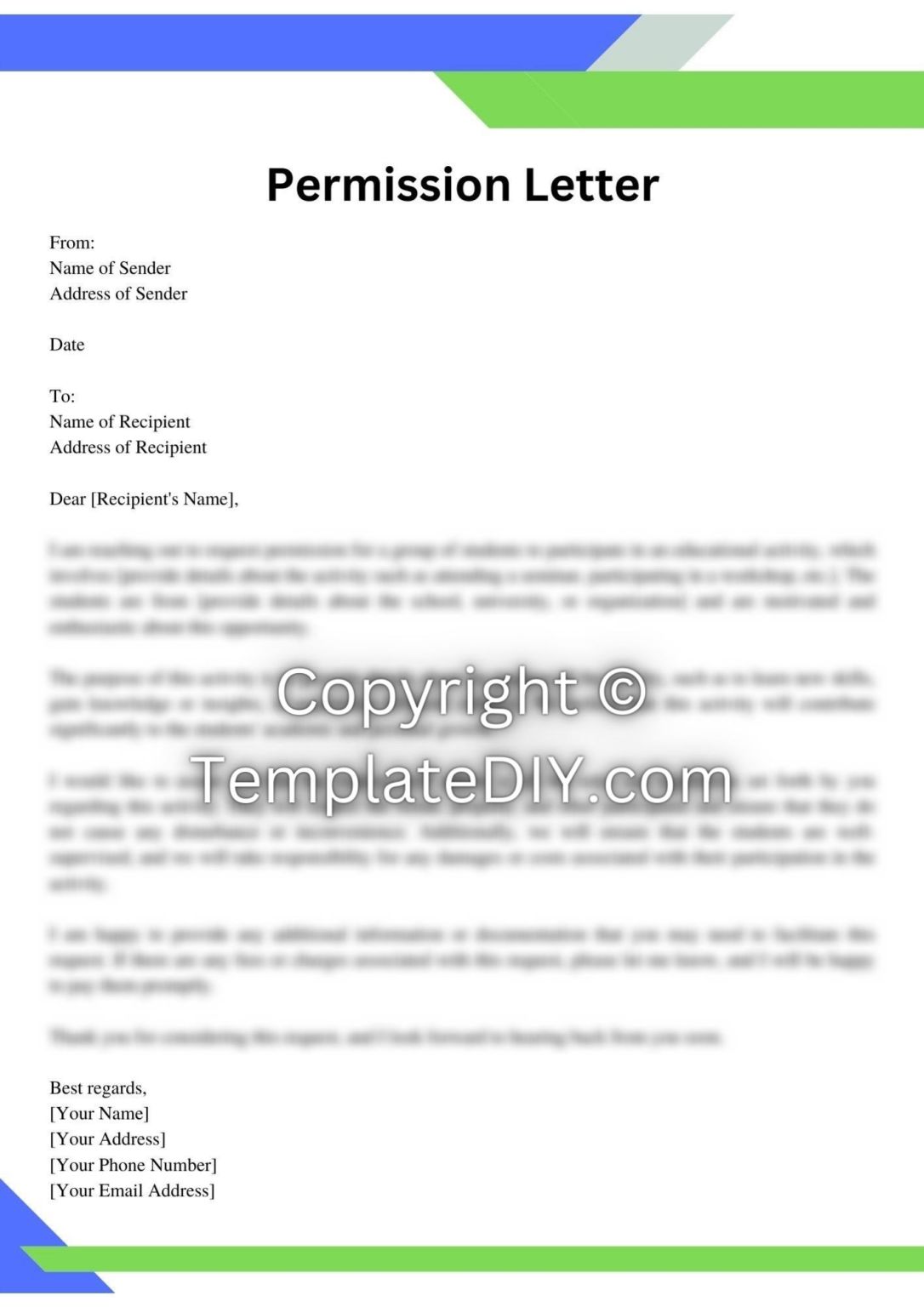 Permission Letter for Students Sample with Examples [Word]