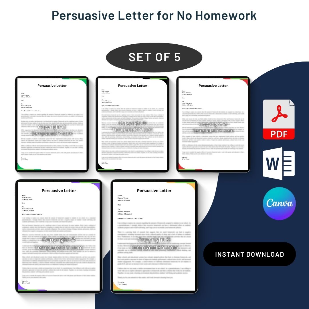Persuasive Letter for No Homework Sample with Examples