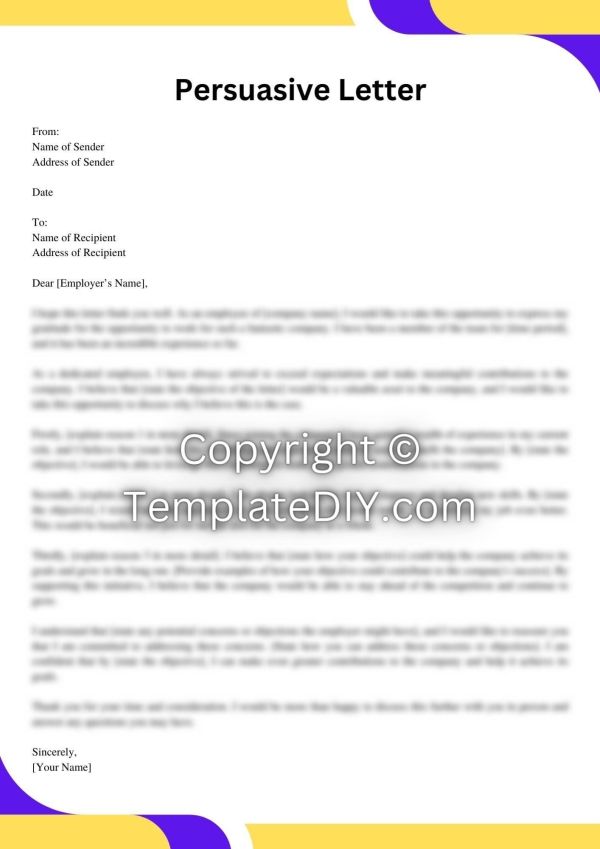 Persuasive Letter to Employer Sample with Examples [Word]
