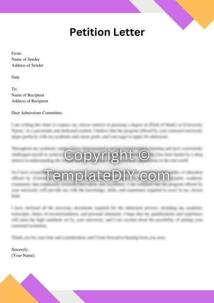 Petition Letter for University Sample with Examples [Word]