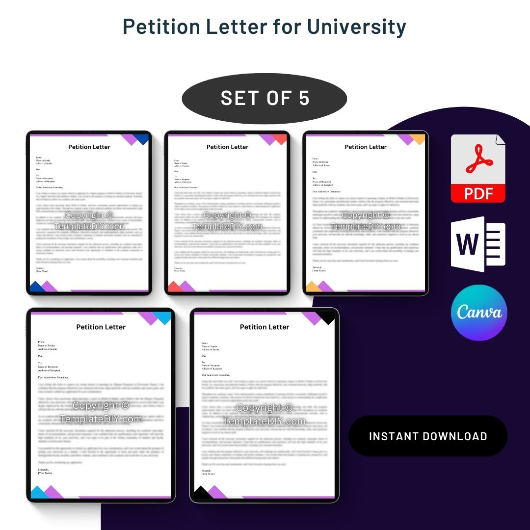 Petition Letter for University Sample with Examples [Word]