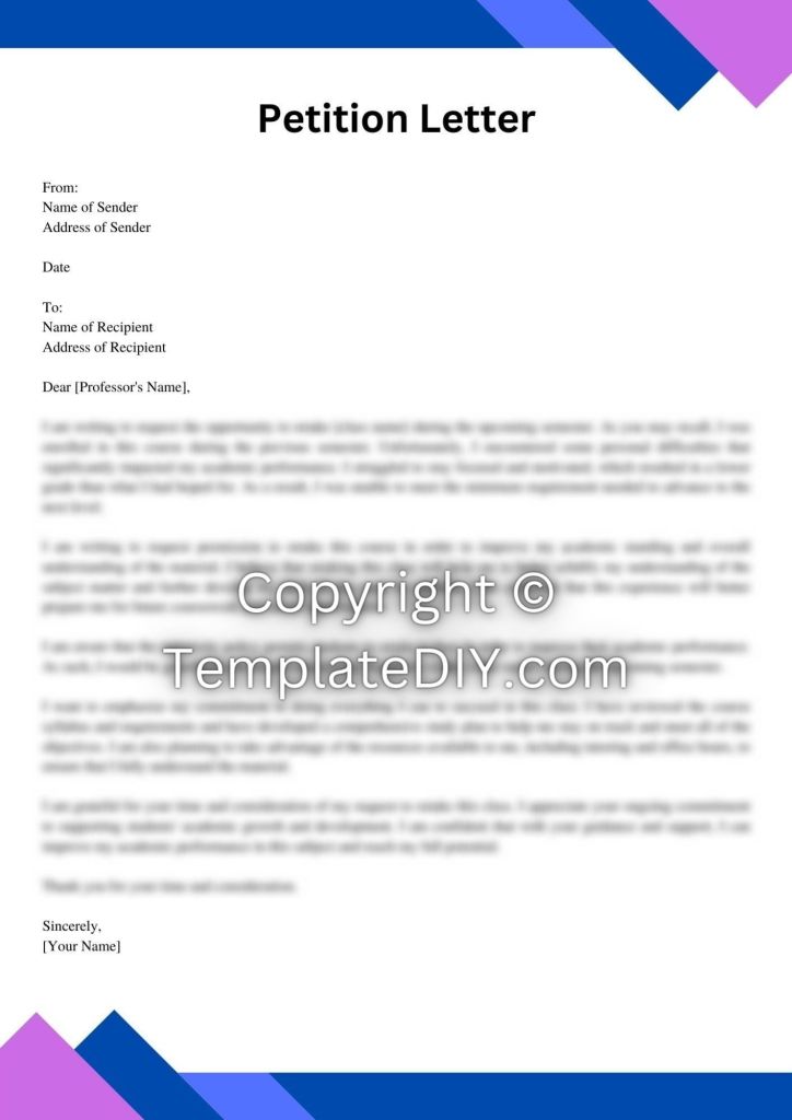 Petition Letter to Retake A Class Sample with Examples