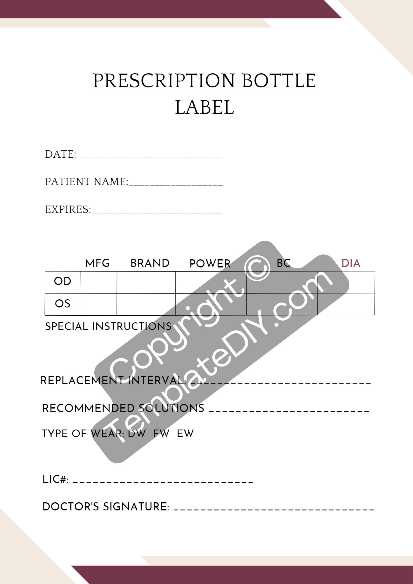 Prescription Bottle Label Template