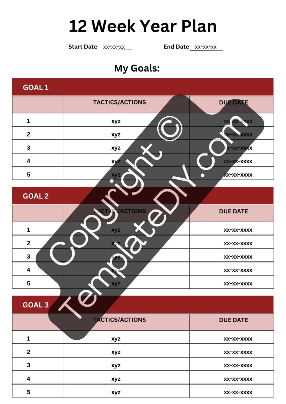 12 Week Year Templates Printable PDF, Word [Editable]