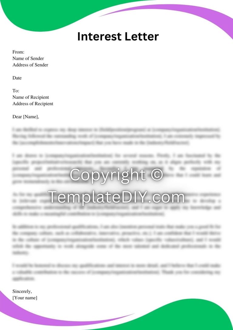 AKA Interest Letter Sample with Examples [Word Editable]