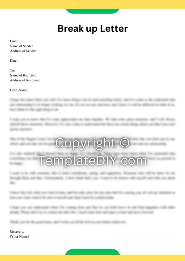 Bad Breakup Letter Sample Template with Examples [Word]