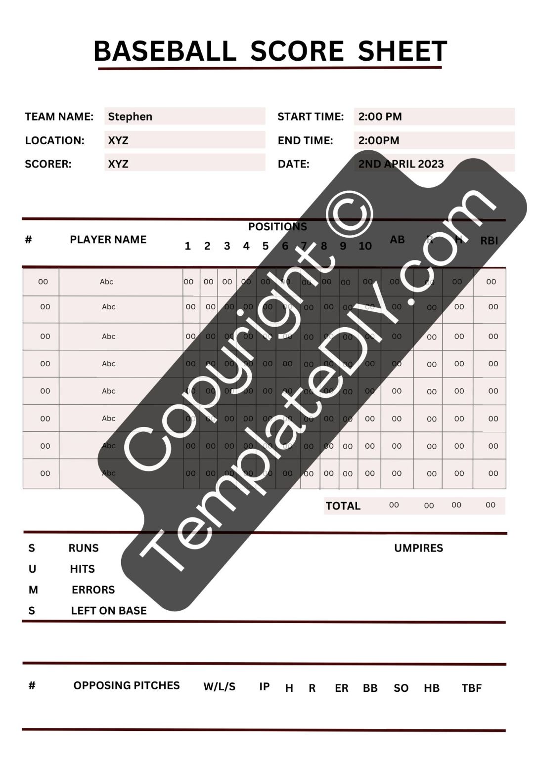 Blank Score Sheet Template Printable PDF, Word [Editable]