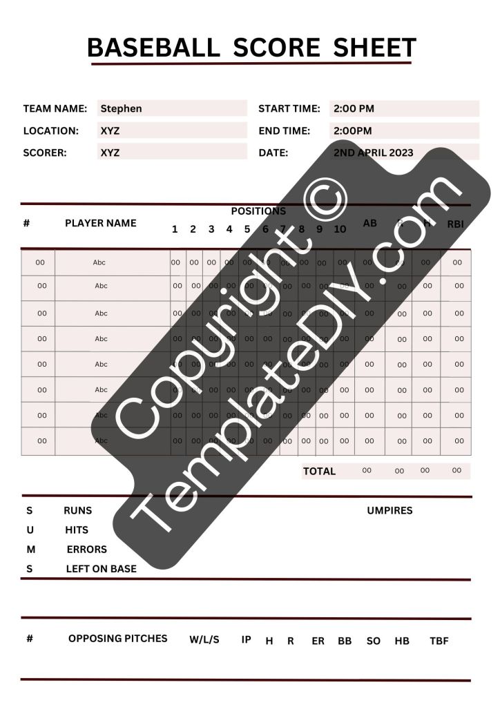 Blank Score Sheet Template Printable PDF, Word [Editable]