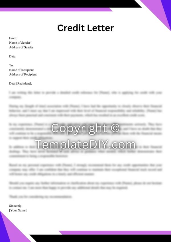 Credit Reference Letter Sample Template and Examples [Word]