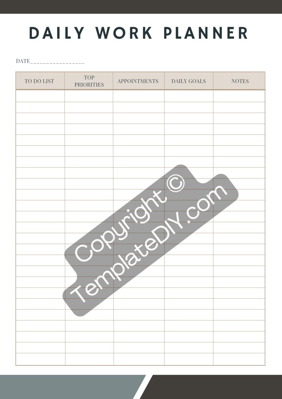 Daily Work Planner Template Printable PDF, Word [Editable]