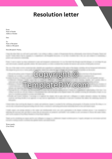 Dispute Resolution Letter Sample with Examples [Word]