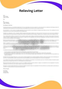 Early Relieving Letter Sample with Examples [Word]